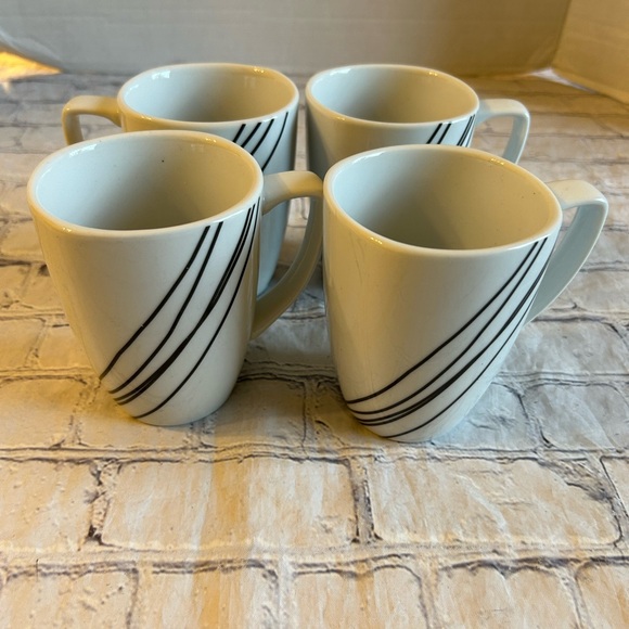 Corelle | Dining | Corelle Coordinates Whiteblack Lines 2oz Porcelain ...